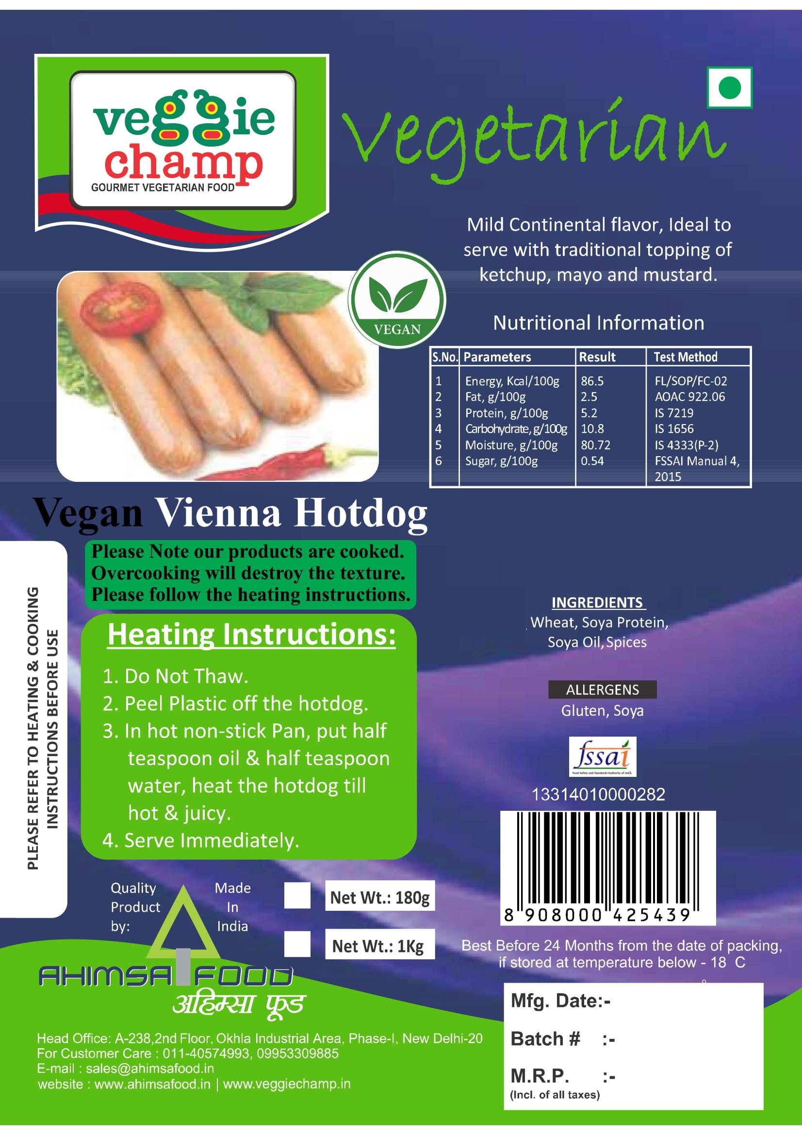 Vegan Vienna Hotdog - Veggie Champ